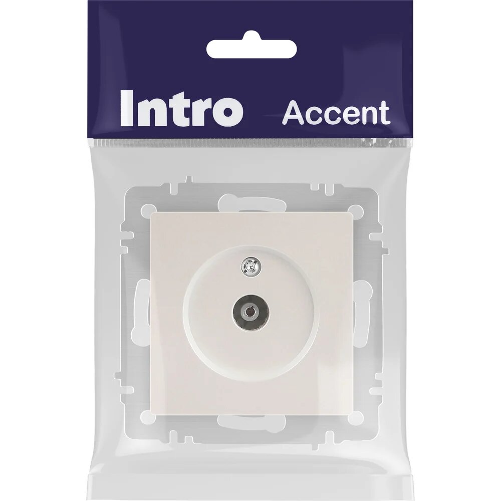 Розетка Intro Accent 630106 TV одиночная, IP20, СУ, перламутр Б0063613
