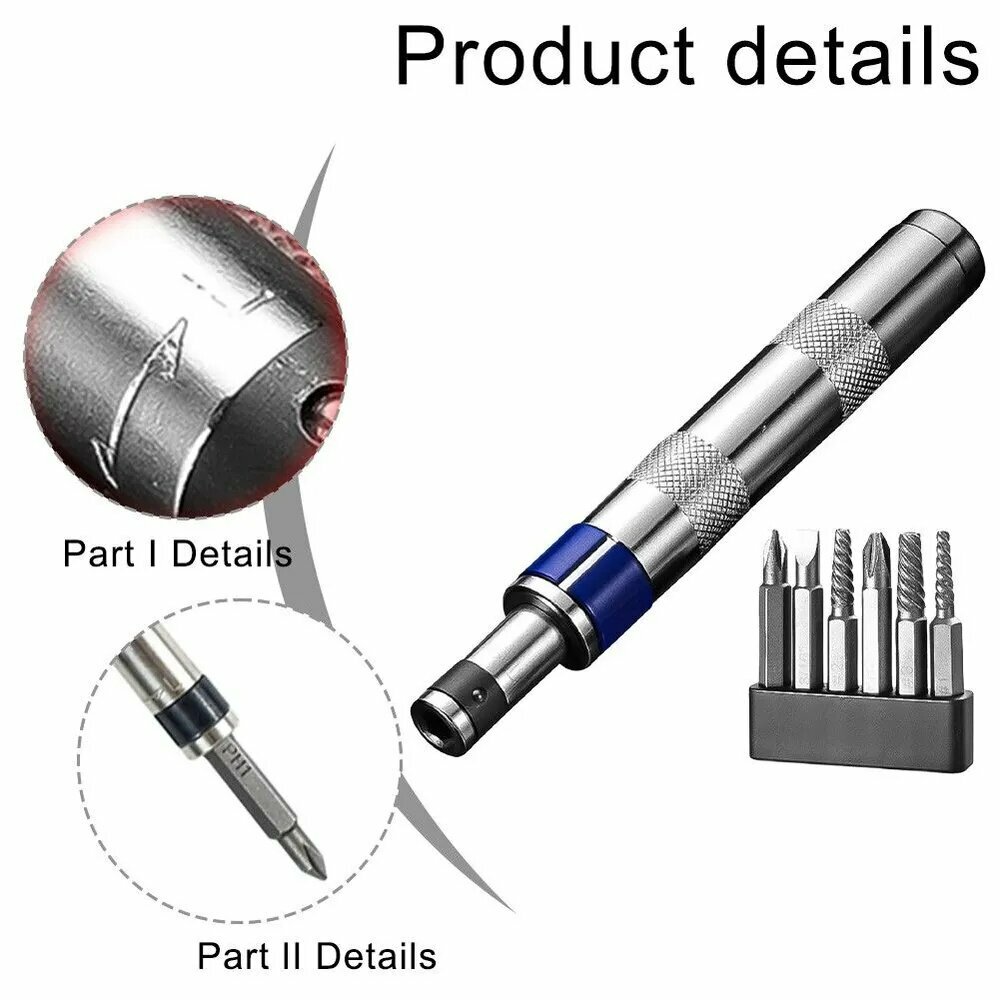 Высокопрочная ударная отвертка "шесть в одном", небольшая сменная ручная ударная отвертка с насадкой
