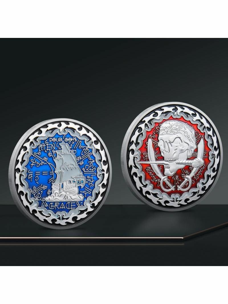 Пиратский череп памятная монета серебряный медальон