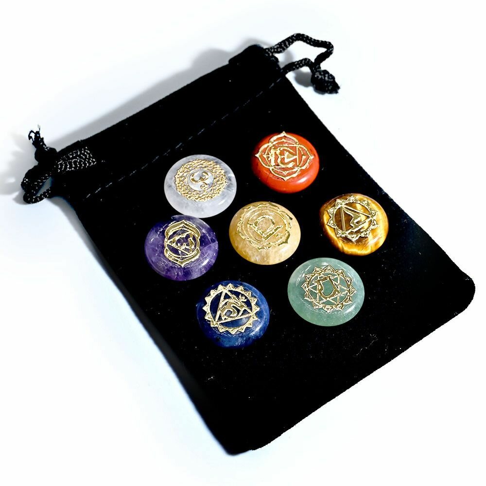 Набор камней чакры (7 штук) в бархатной сумке