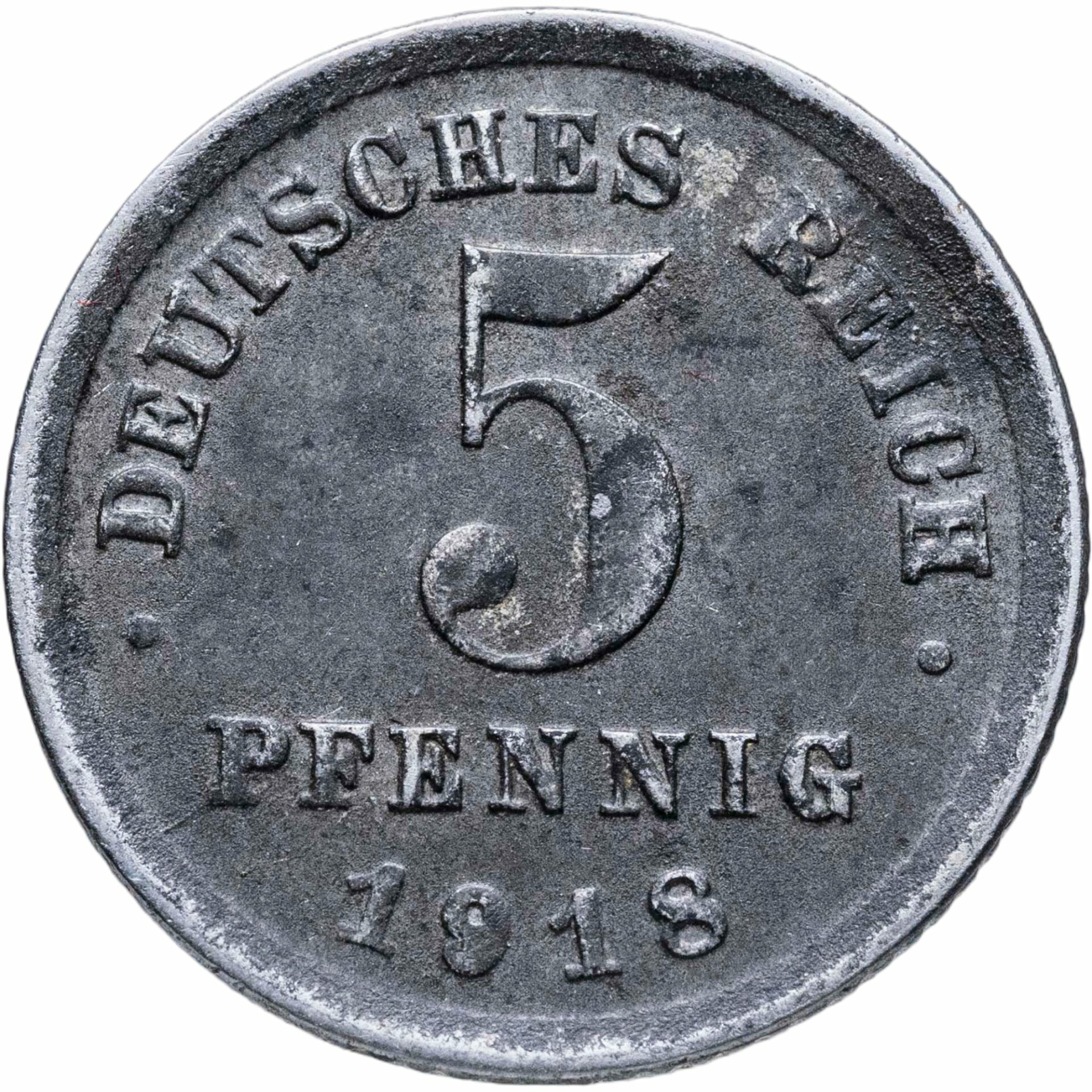 Германия 5 пфеннигов (pfennig) 1918 E знак монетного двора: "E" - Мульденхюттен