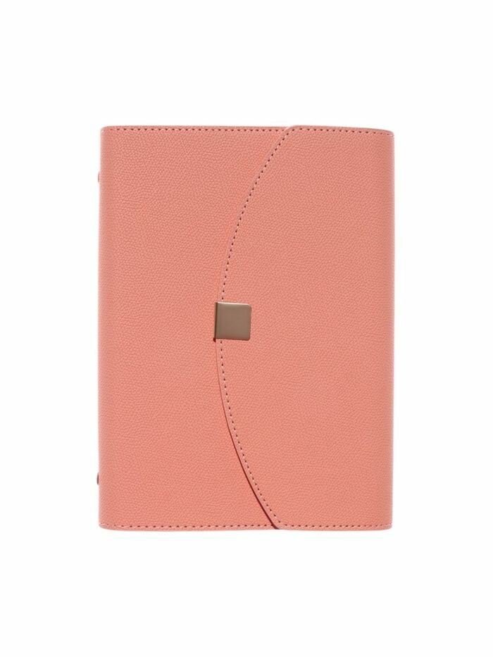 Органайзер на кольцах КНР A5, с клапаном, 80 листов, в линейку, искусственная кожа, розовый