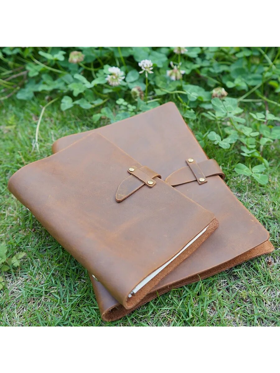 Коричневый кожаный блокнот-A7, для записей, крафт бумага