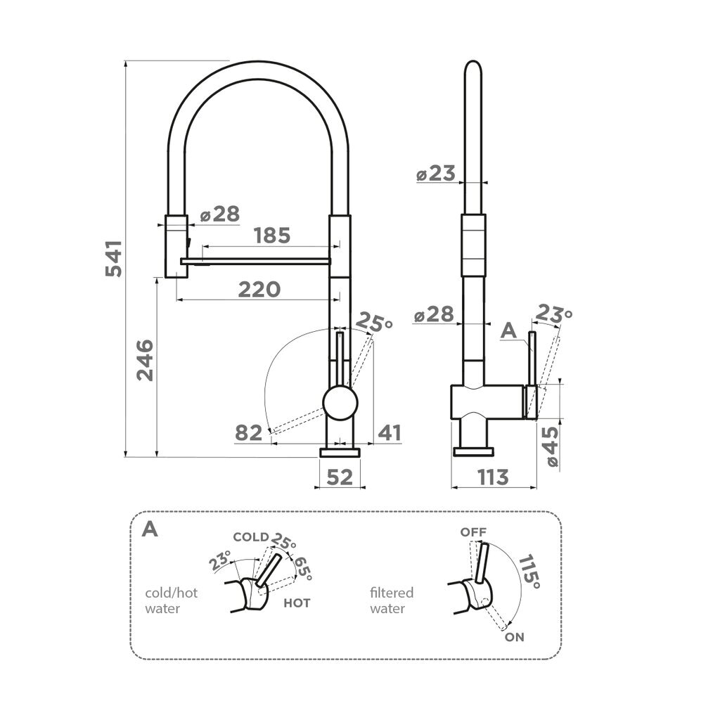 Смеситель Omoikiri Kanto-2 Plus-SB-GB-BL латунь/графит/черный