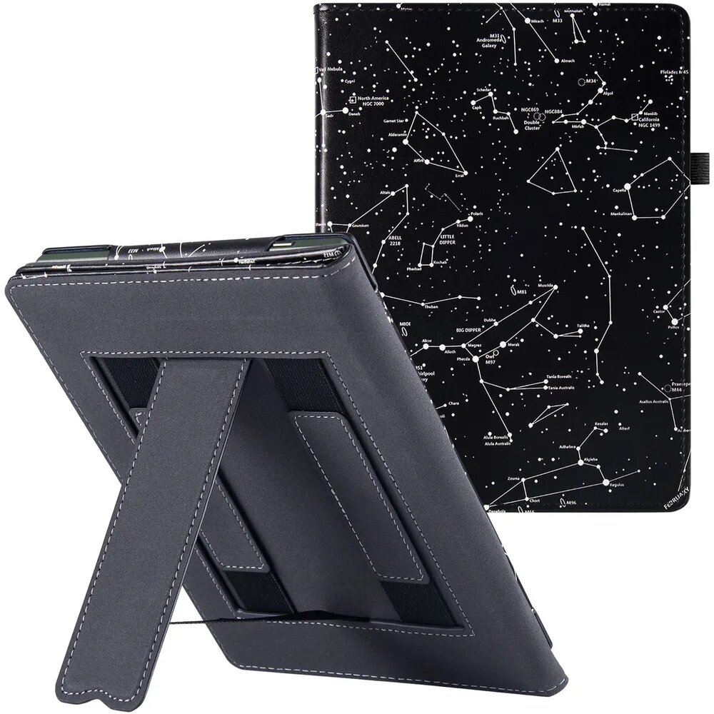 BOZHUORUI Чехол для 7,8" Onyx Boox Nova Air C/Boox Edison e-Reader - Кожаный чехол из полиуретана с ремешком для рук и автоматическим сном/пробуждением