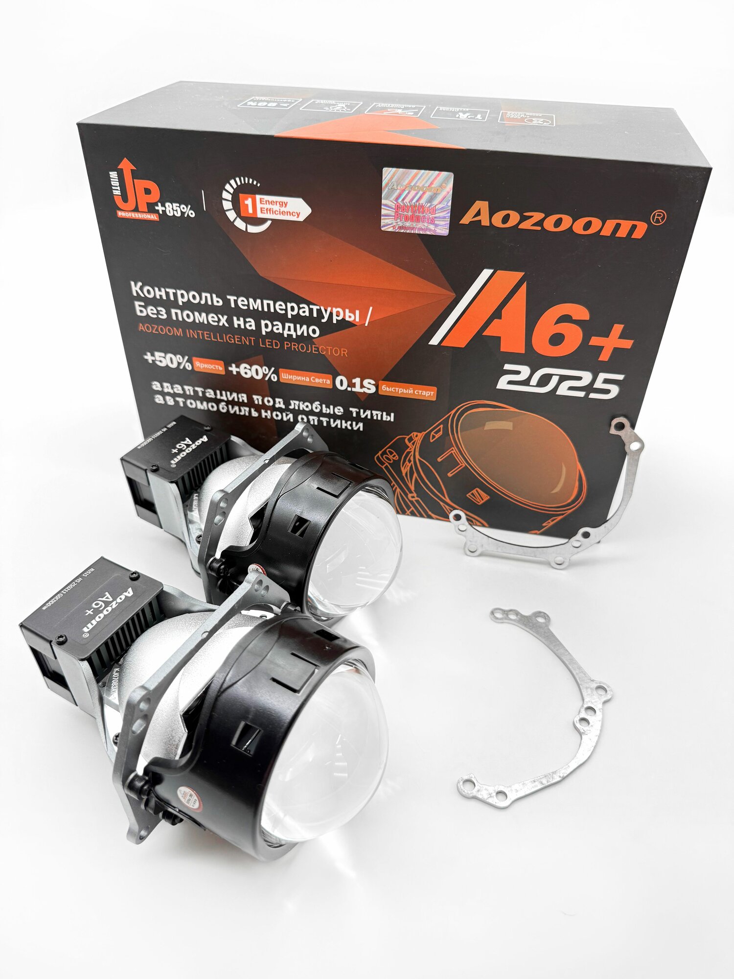 Светодиодные билед модули Аозум А6+ 2025 на Nissan Qashqai J11 2017-2022 / Линзы bi-led A6+ для Ниссан Кашкай j11