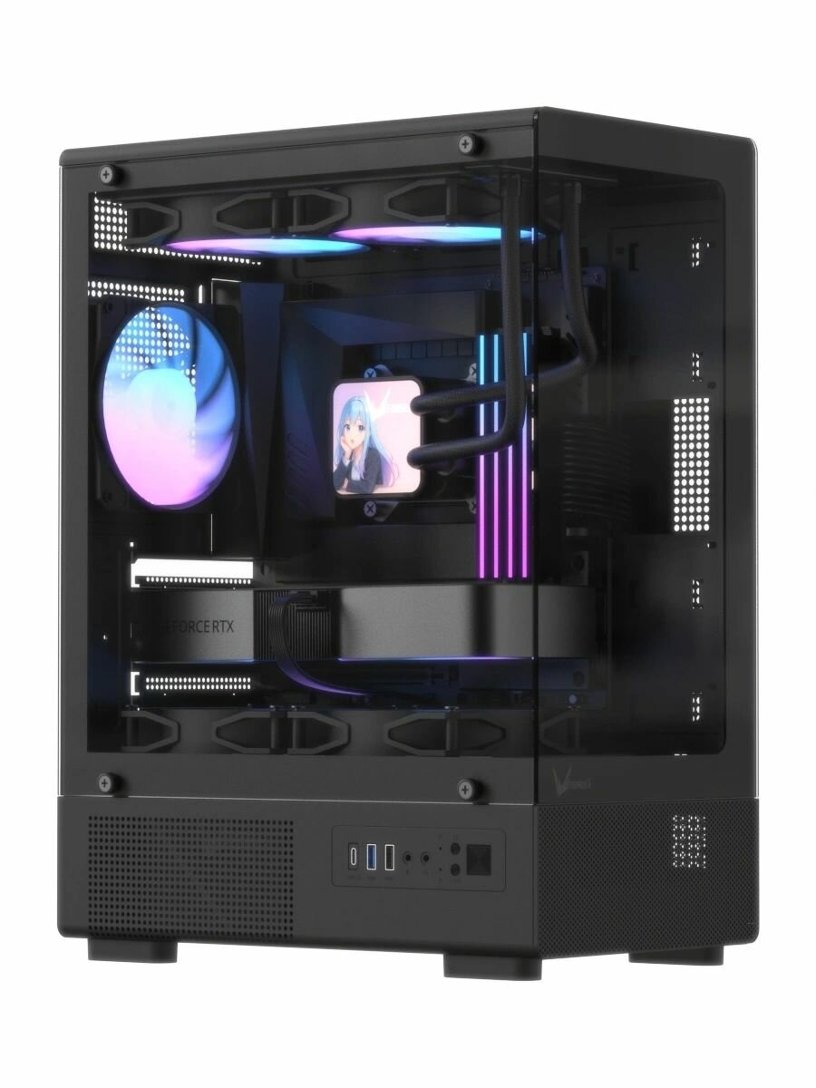 Корпус Formula Crystal Z1CM Plus AR v2 черный без БП mATX 5x120mm 1xUSB3.0 audio bott PSU