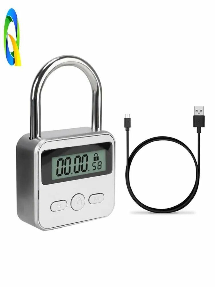 V4(P N S G) Smart Time Lock Перезаряжаемый USB-Таймер Навесной Замок Дорожный Электронный Таймер-Серебро