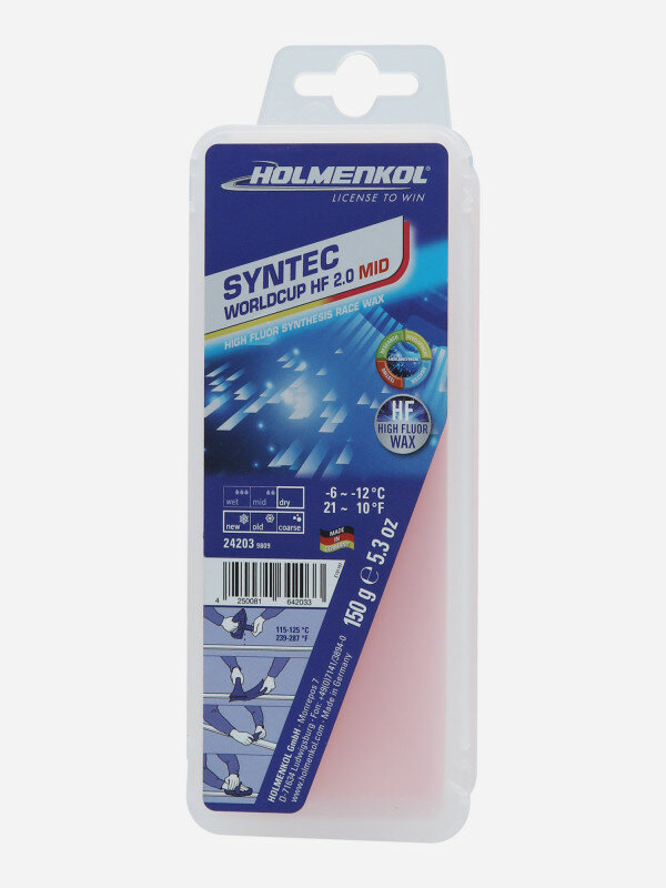 Высокофтористый парафин Holmenkol Syntec WorldCup HF MID 2.0 (-6/-12C), 150гр.