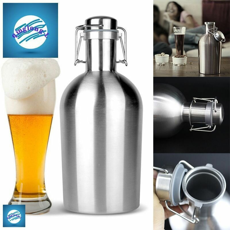 64 унции нержавеющей стальной пивной бурки с завернутой в бедренную бутылку 1,9 - литровой пивной бутылкой