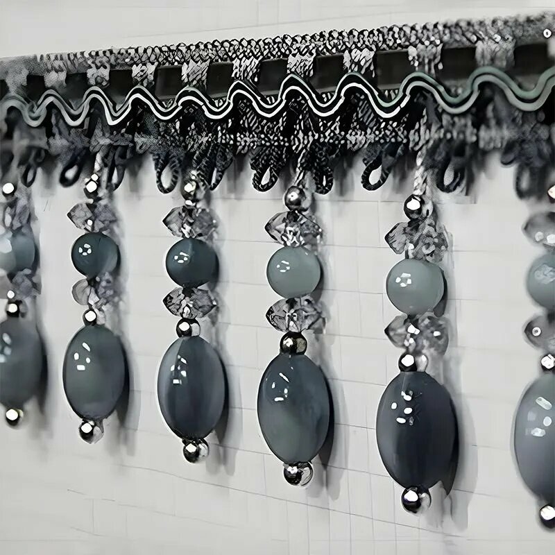 Бахрома для рукоделия с бисером, Тесьма для штор декоративная, кисточки макраме для шитья,1 м