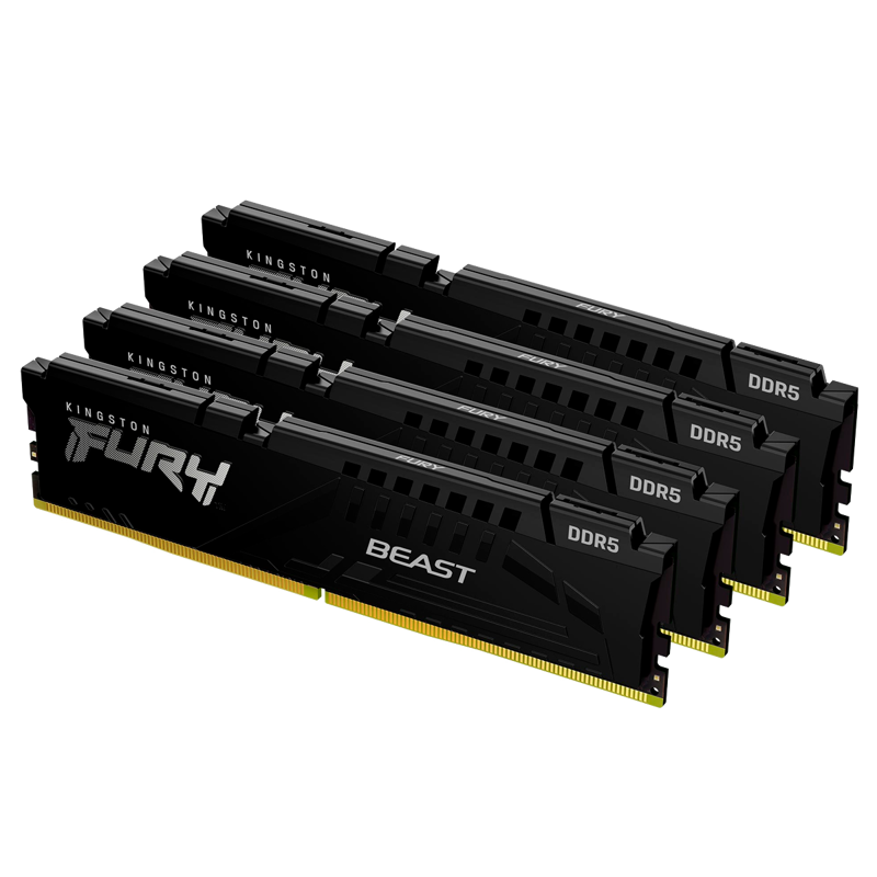 Оперативная память Kingston 64GB 6000MT/s DDR5 CL40 DIMM (Kit of 4) FURY Beast Black XMP (Kingston KF560C40BBK4-64)