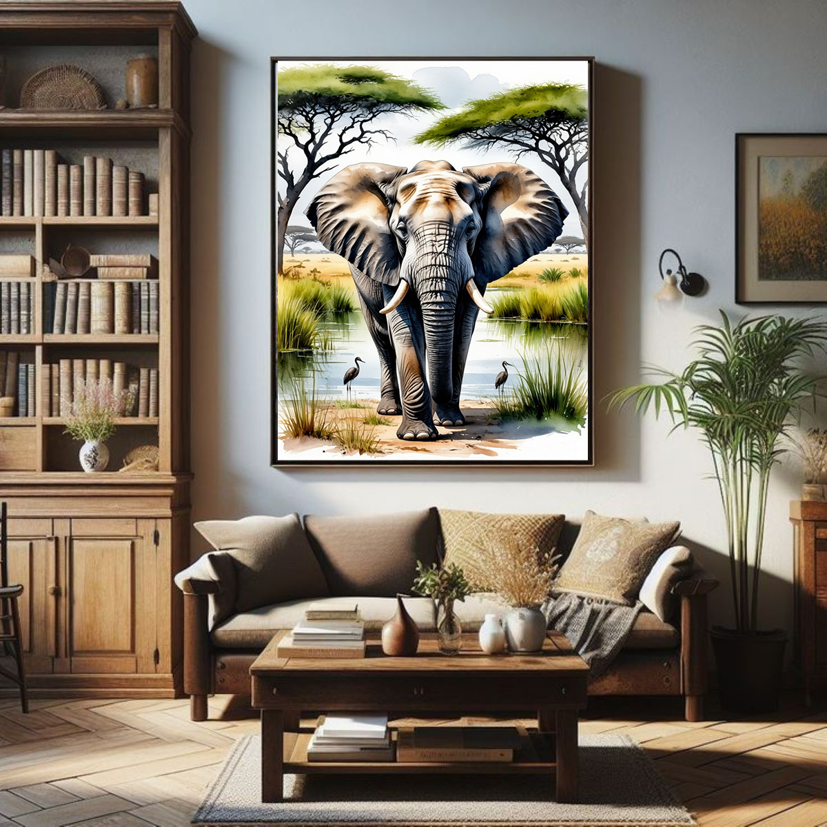 Картина на стену для интерьера "Слон" 40х50 см, холст на подрамнике, InterHobby