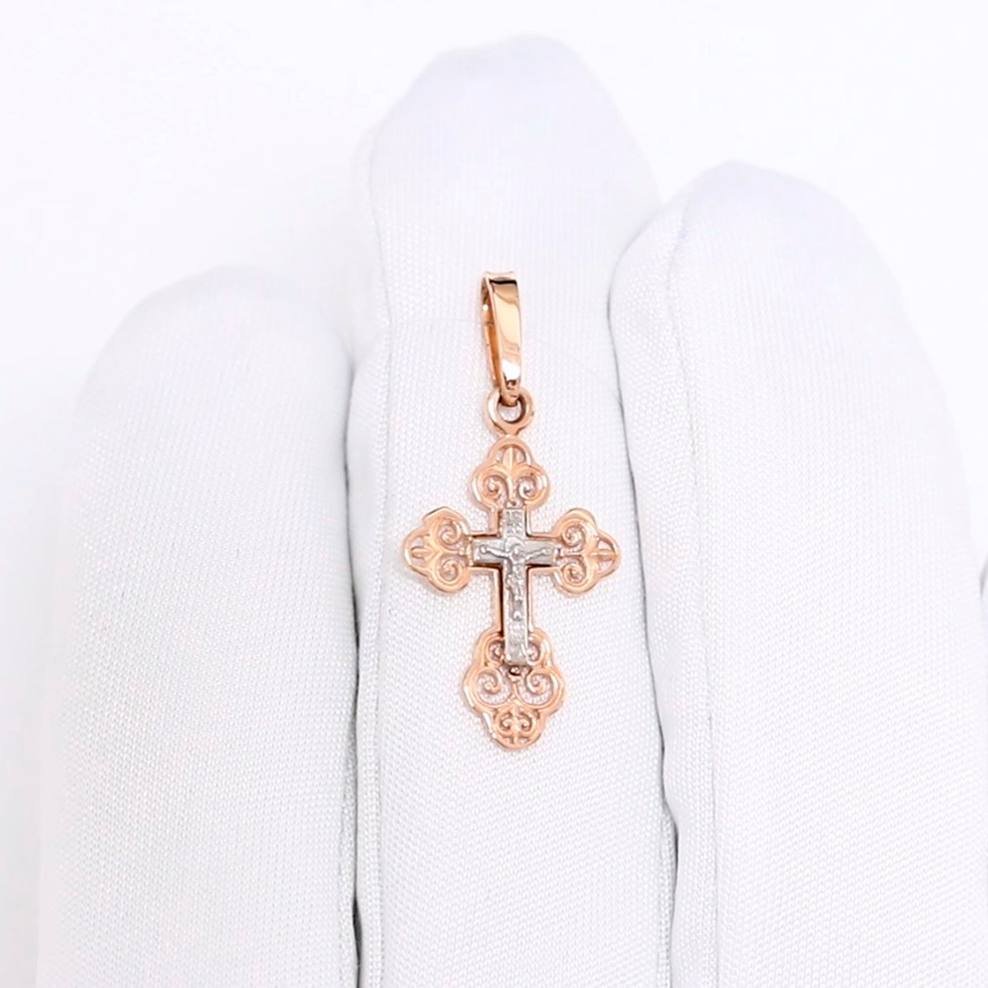 Крестик, красное золото, 585 проба