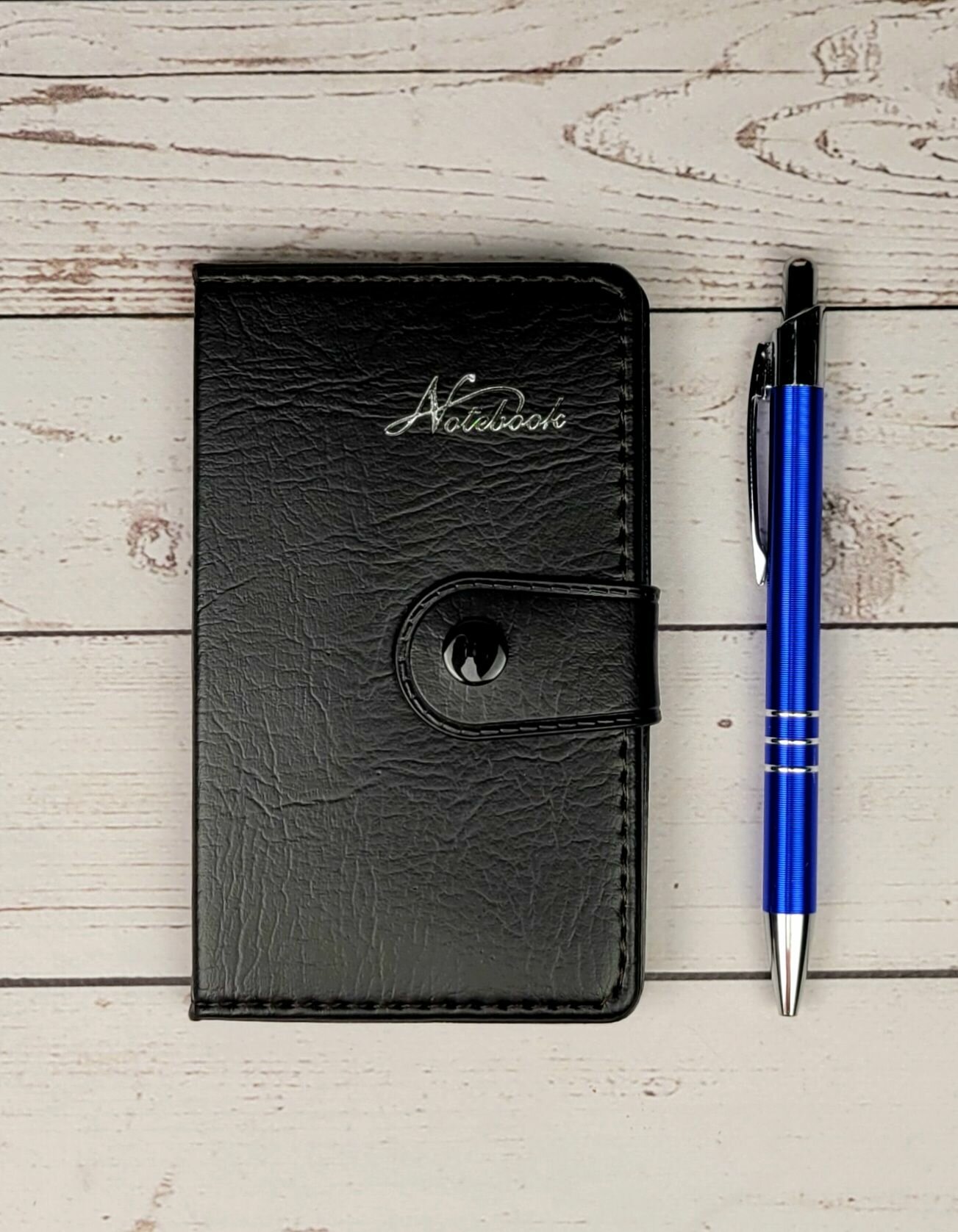 Блокнот на кнопке с металлической ручкой "Идеально для мужчины"