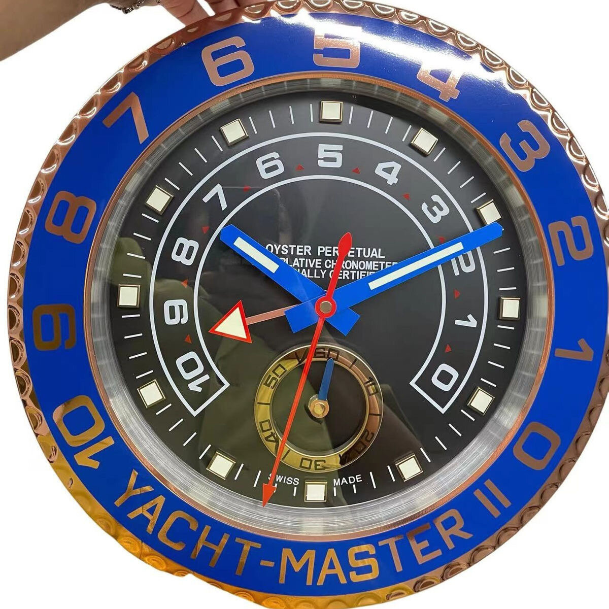 Настенные часы Rolex Shenzhen Swiss 14inch в металлическом корпусе со светящейся бесшумной залом, подходящие для