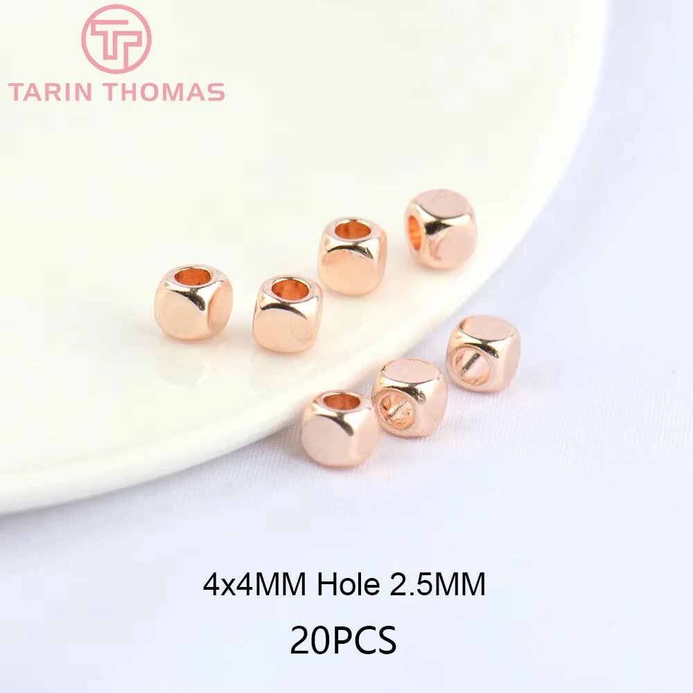 TARIN THOMAS Латунные квадратные бусины-разделители 24K 5150-Rose Gold Color