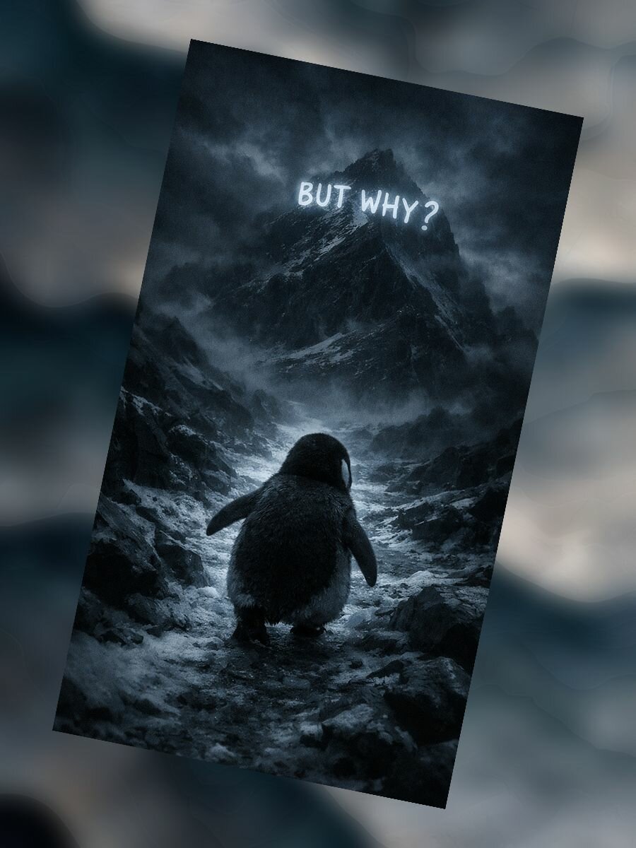 Постер "Пингвин BUT WHY?", 29.7х42см, А3, глянцевый