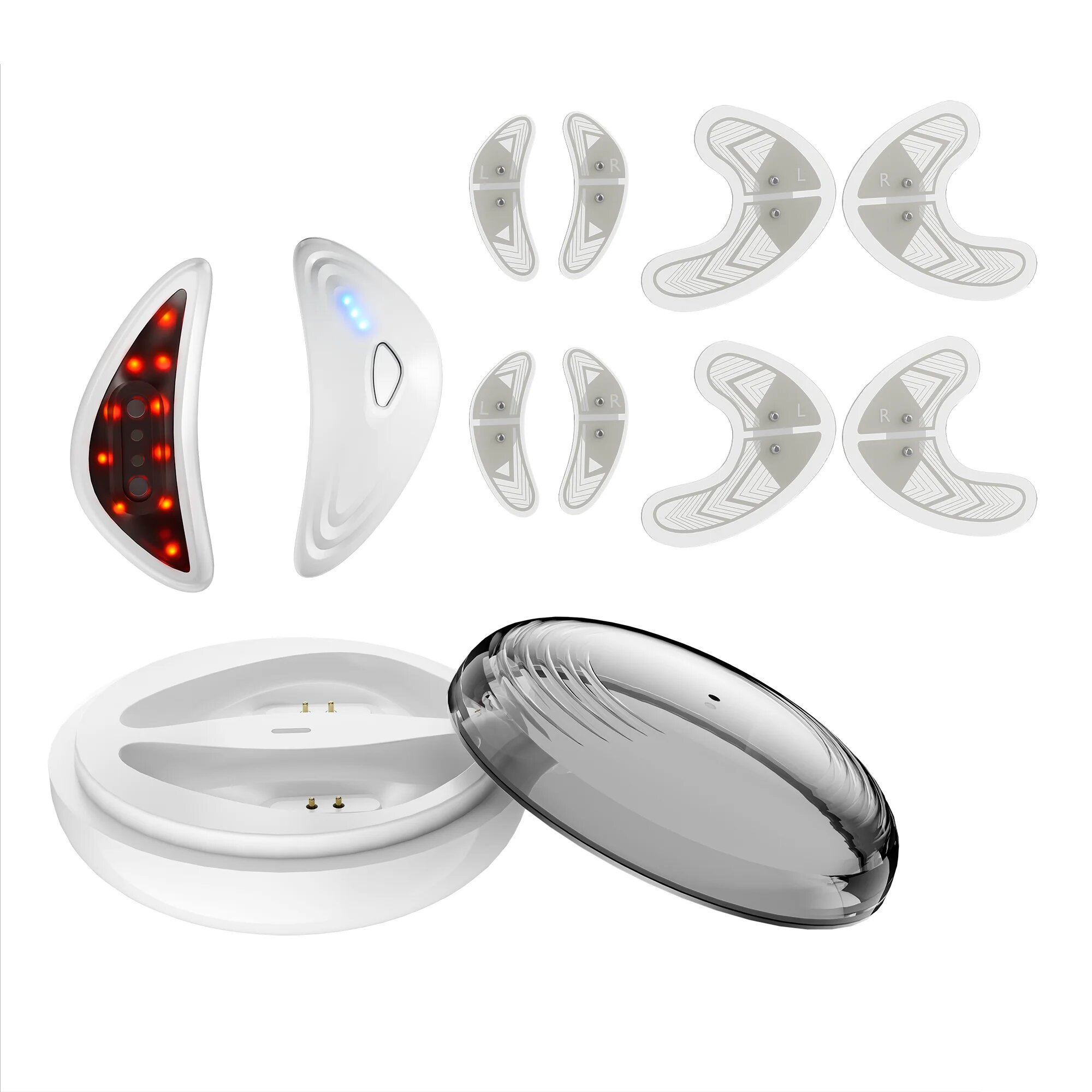 Микротоковый массажер для глаз с красным светом, LED-патчи для области вокруг глаз, устройство для ухода за глазами, омолаживающие подушечки для снятия отеков и темных кругов под глазами