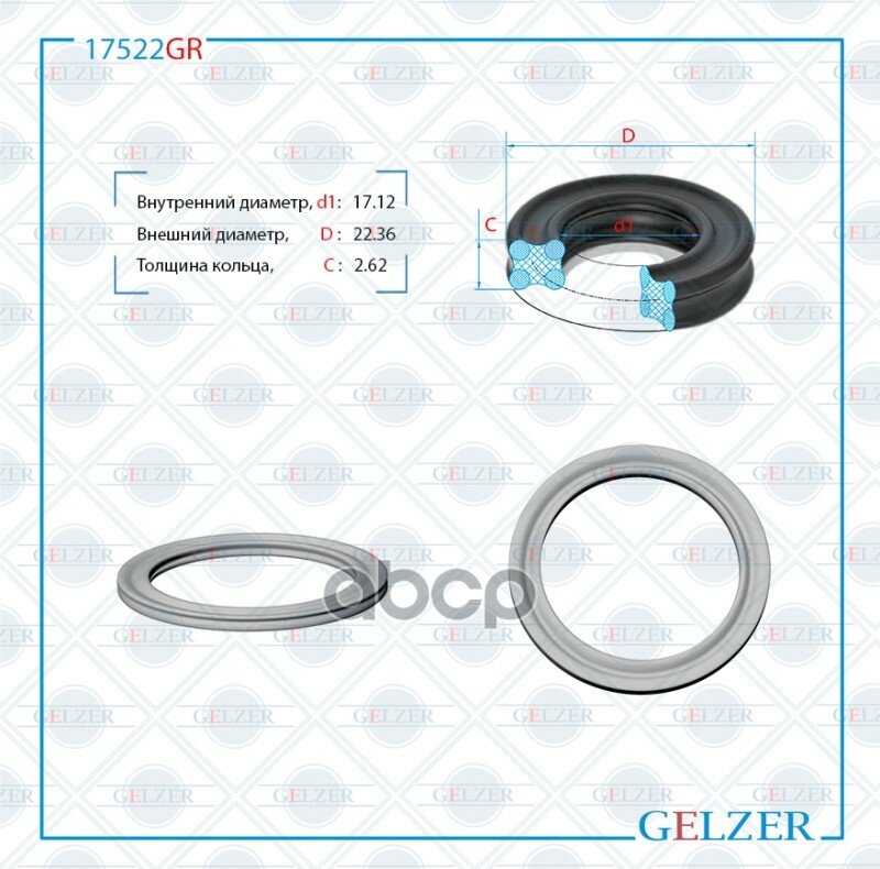 17522GR Резиновое кольцо х-образного сечения 2.62 17.12 22.36 GELZER арт. 17522GR