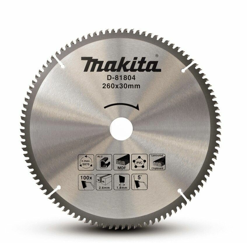 Пильный диск универсальный 260x30x2.6/1.8x100 Makita D-81804