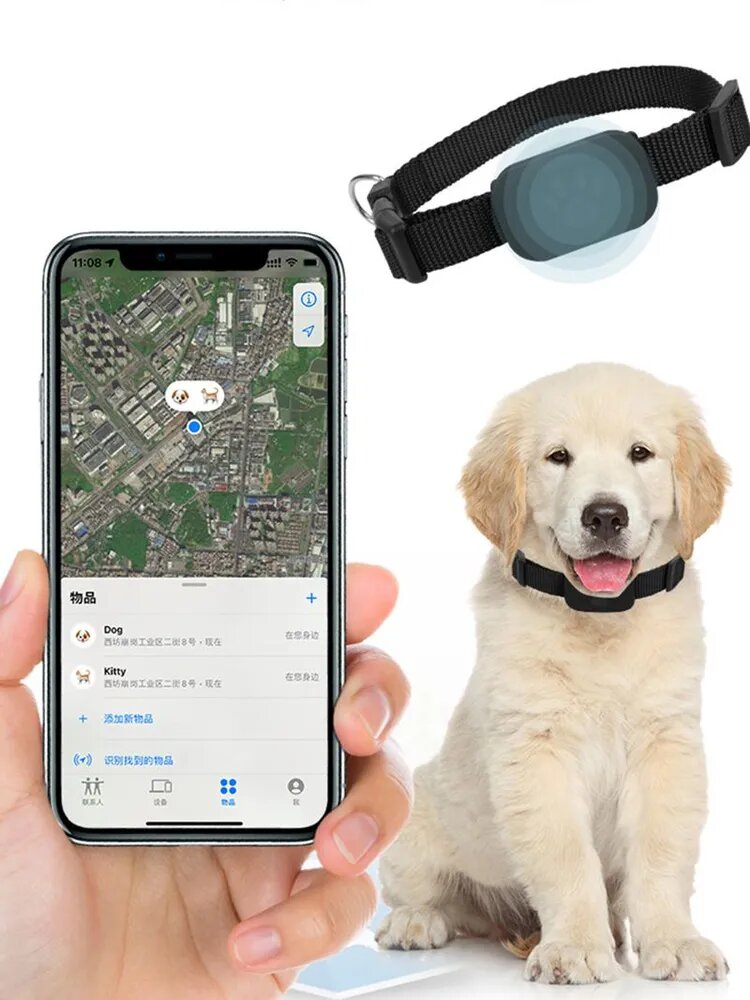 Ошейник с GPS для кошек, черный тканевый ошейник для прогулок, регулируемый — фото 1