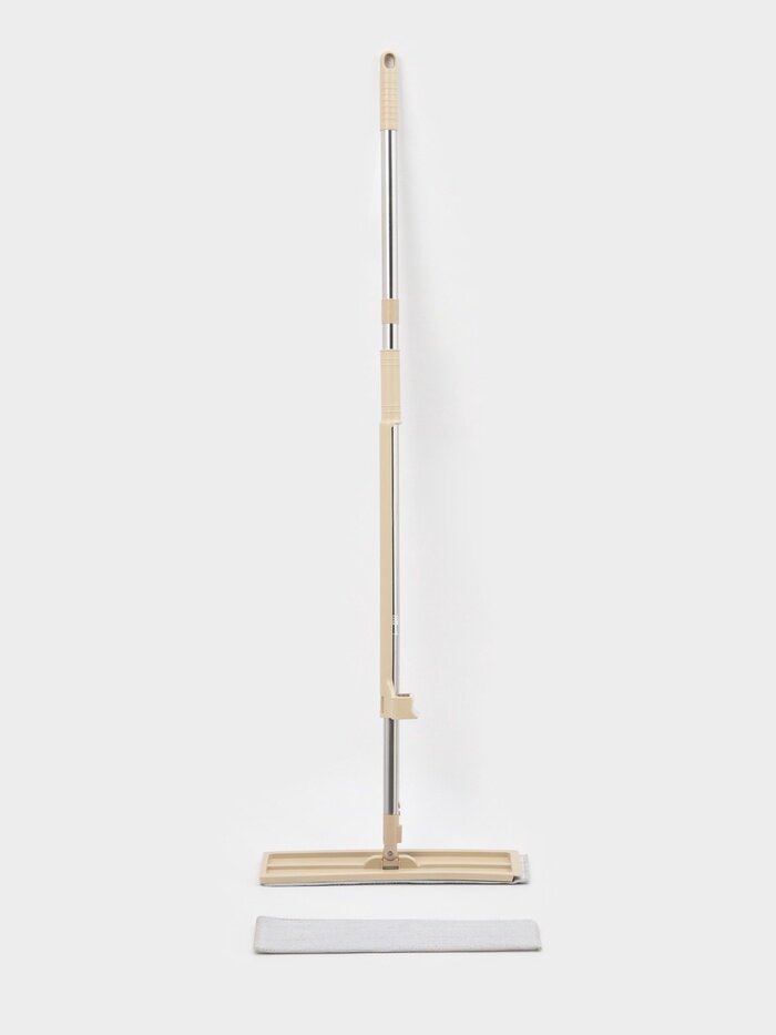 Швабра для мытья пола с вертикальным отжимом Доляна, 35×14×125 см, стальная ручка, микрофибра, дополнительная насадка