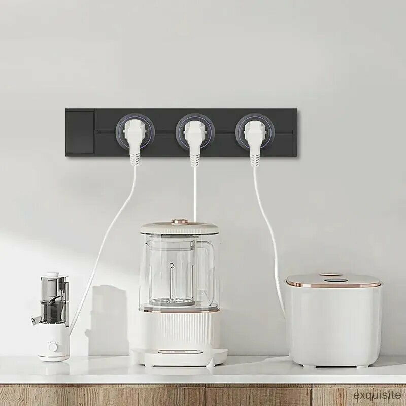 Трековые розетки; Трековая система накладная металлическая шина 40см + 3 EU розетки черный