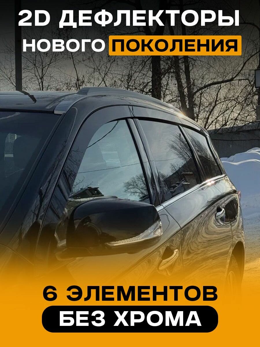 Дефлекторы на Infiniti QX60 (I) (Инфинити Ку Икс 60) 2013-2020, 2D ветровики на окна автомобиля, черные
