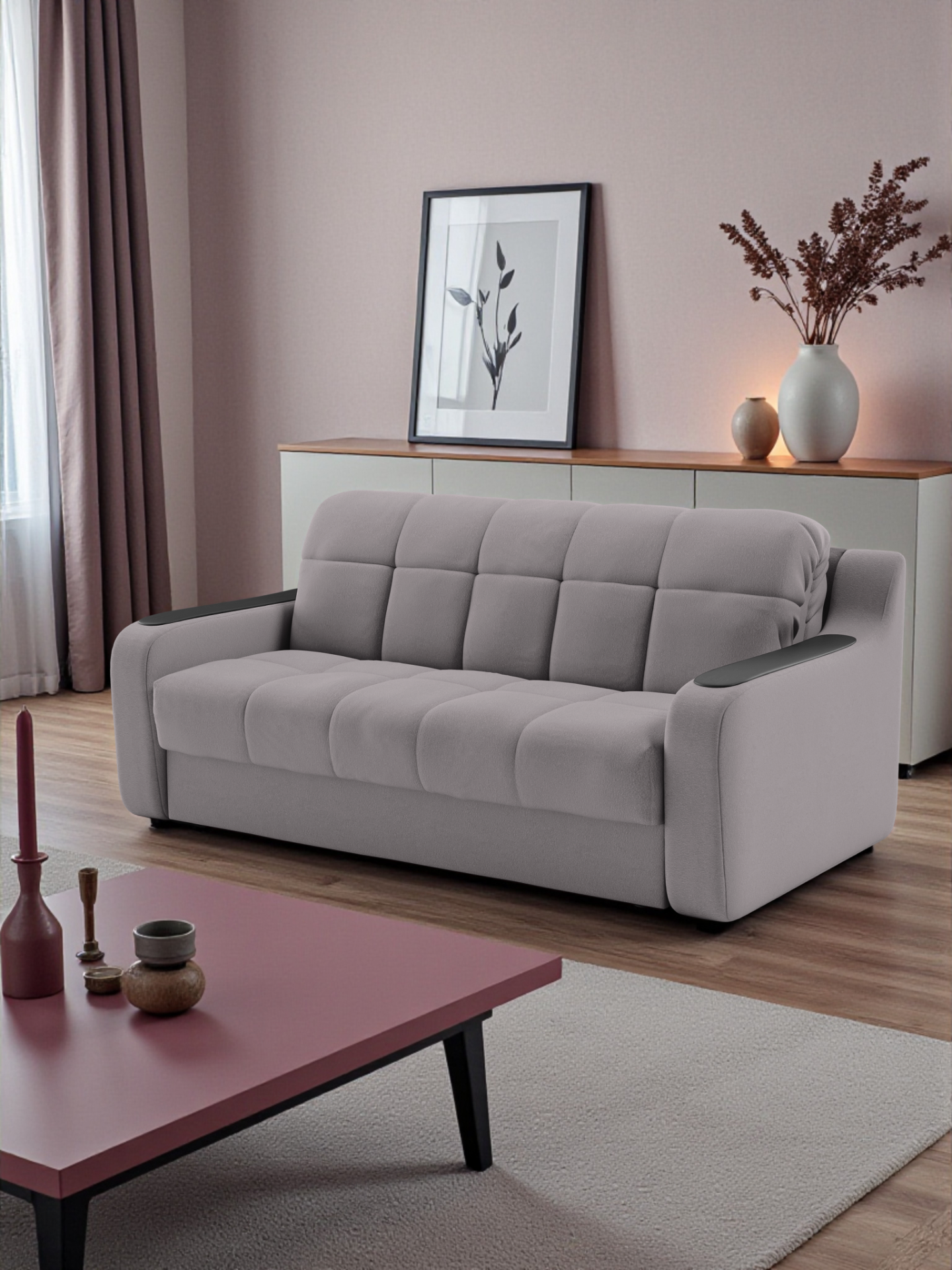 Диван Глория Лайт Velutto 19 NOW 214x105x88 см, серый Велютто, аккордеон Дом мебели для вас