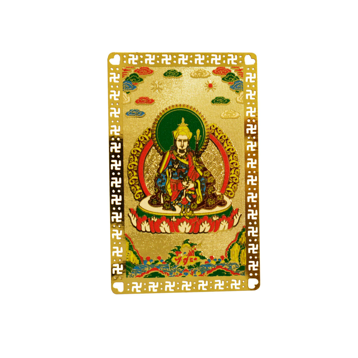 Янтра бисямонтэн - Бог счастья, защиты и богатства (металл, цветная, под золото, размер 5 см х 8 см.), 1 шт.