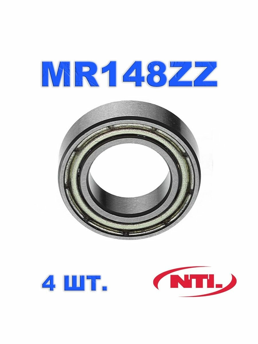 Комплект 4 шт. Подшипник MR148ZZ (8x14x4) NTL Bearing