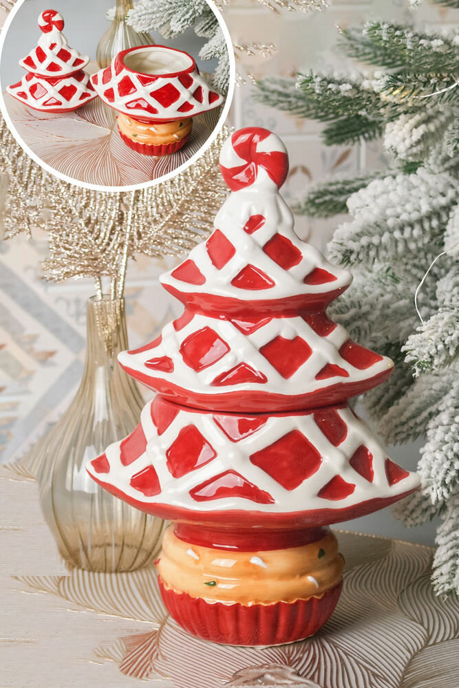 Конфетница ёлочка росетта, керамика, 23 см, Дю Эссе Кристмас (Due Esse Christmas) XNA22019472