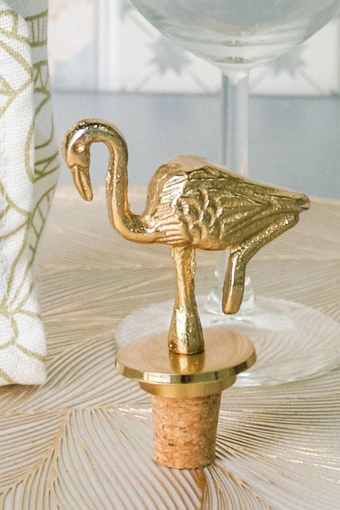 Декоративная пробка для бутылки GOLDEN ANIMAL- фламинго, золотая, 8 см, Koopman International A98000760-5