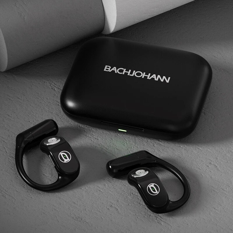 BACHJOHANN Free OpenFit Wireless Earphone 360 Stereo Sound Bluetooth 5.4 IPX5 Waterproof Custom Continuous Electric Open Earbuds