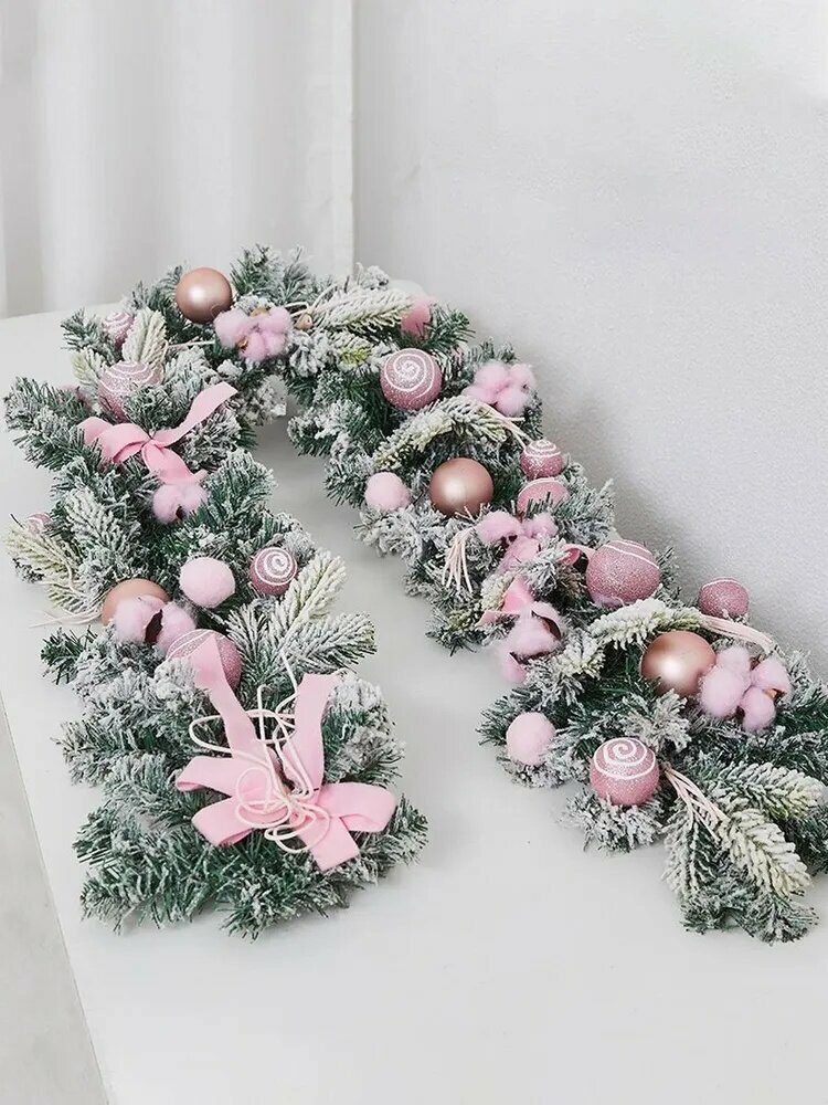 Искусственная лиана хвойная гирлянда новогодняя для декора комнаты, искусственные цветы для декора с гирляндой, 1.8 метра в длину