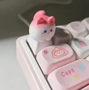 Розовые кейкапы с котиком для механической клавиатуры