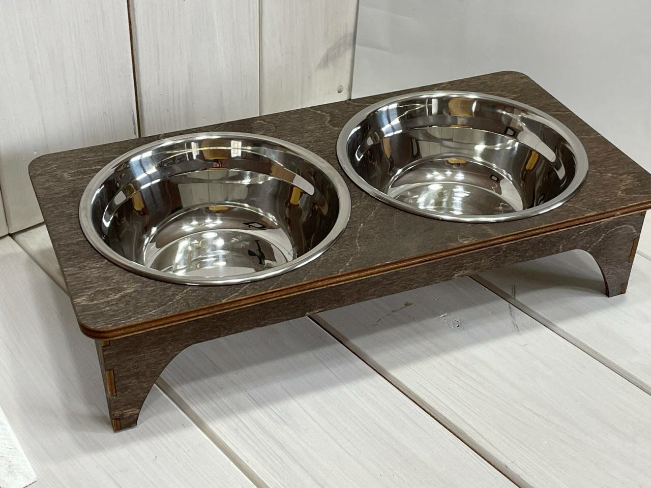 Миска для животных (кошек, собак) на подставке двойная, тарелки премиум, две емкости по 700мл. №7