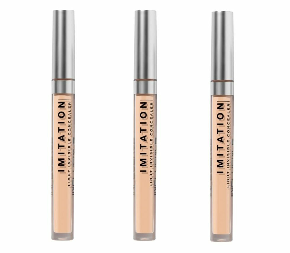 Консилер Influence Beauty легкий ImitationLight Invisible Concealer, тон 03 темно-бежевый, 2,6 мл - 3 штуки
