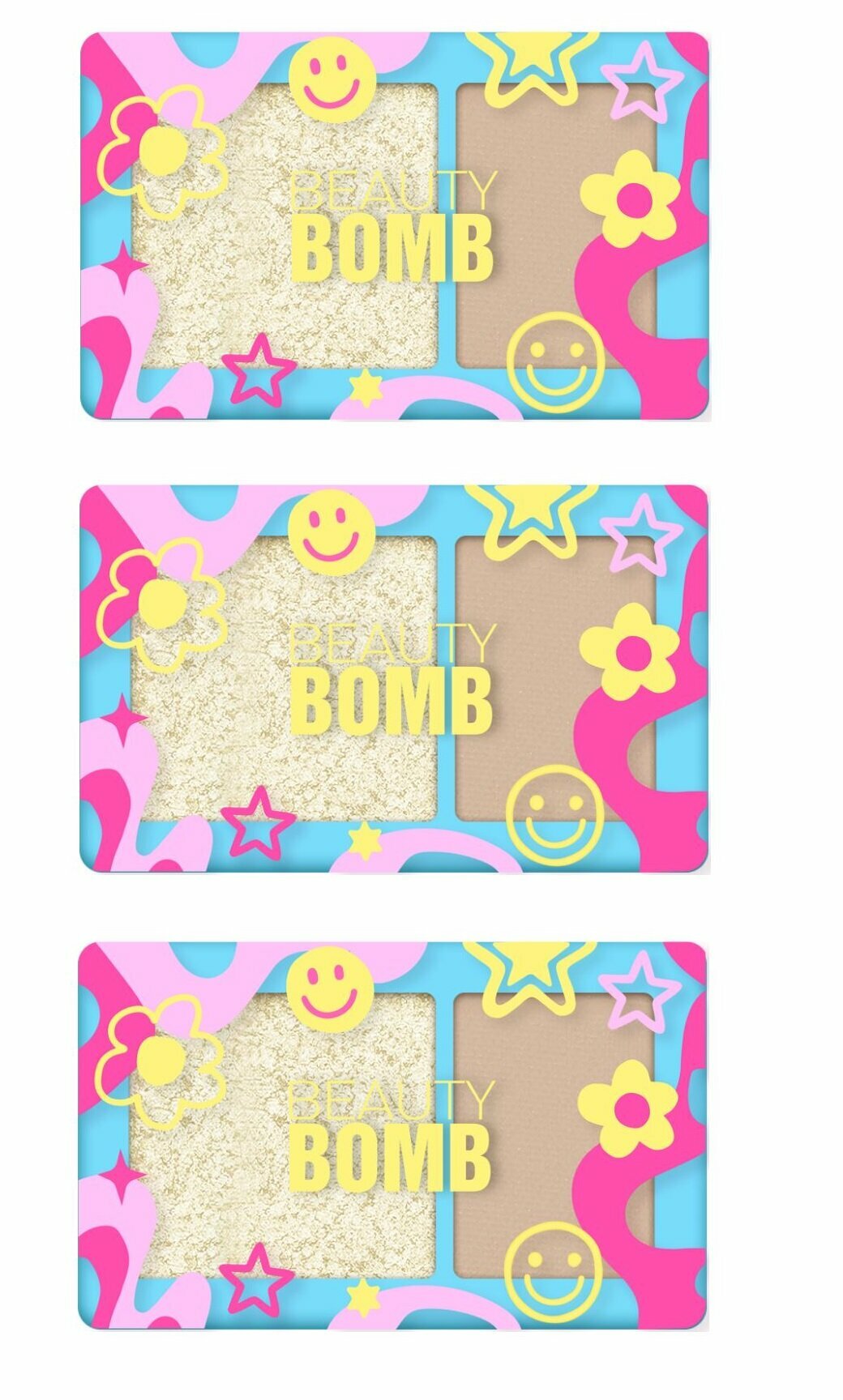 Палетка Beauty Bomb теней для век двойная Double Eyeshadow Palette, тон 01 Hippie Band, 3,4 гр - 3 штуки