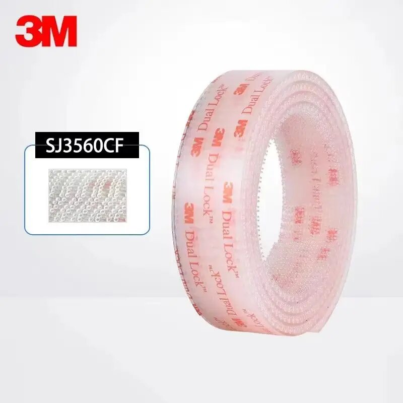 3M SJ3550CF Двусторонняя клейкая лента-застежка типа «грибок» с двойным замком, черная, прозрачная, с прочной клейкой основой