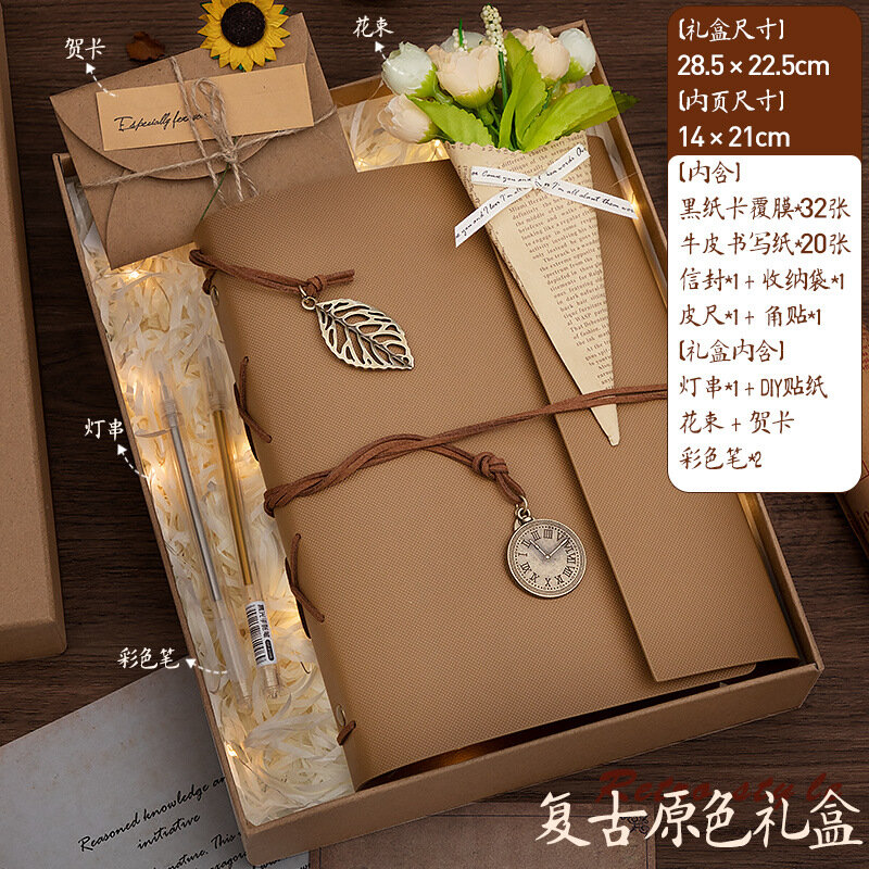 Винтажный фотоальбом для пары, книга воспоминаний о путешествиях, альбом для записи любовных воспоминаний, коллекция билетов, самоклеящийся, ручной работы на заказ.