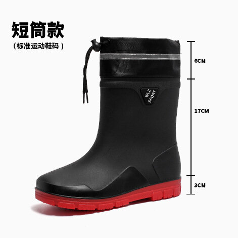 Модные мужские резиновые сапоги, водонепроницаемые рабочие ботинки средней высоты, обувь для мойки автомобилей на открытом воздухе, обувь для походов в продуктовый магазин, нескользящая резиновая обувь. Размер обуви. EU:43