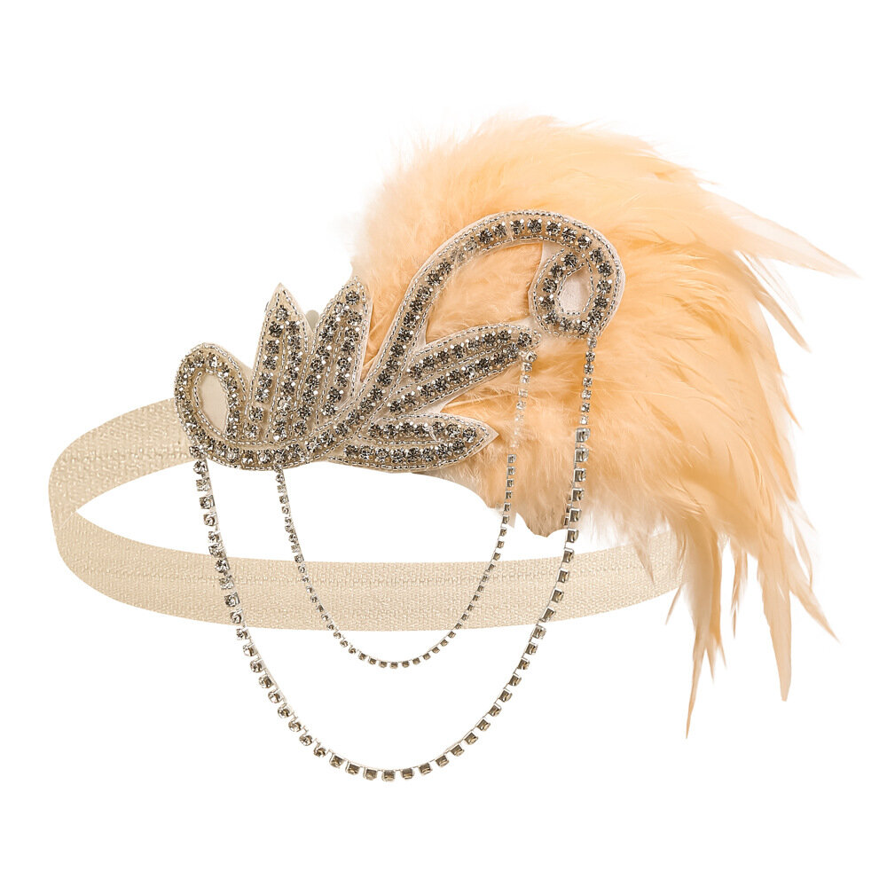 Женский головной убор для маскарада в стиле 1920-х годов, повязка на голову с перьями в стиле флаппер, аксессуар для вечеринки в стиле Гэтсби.