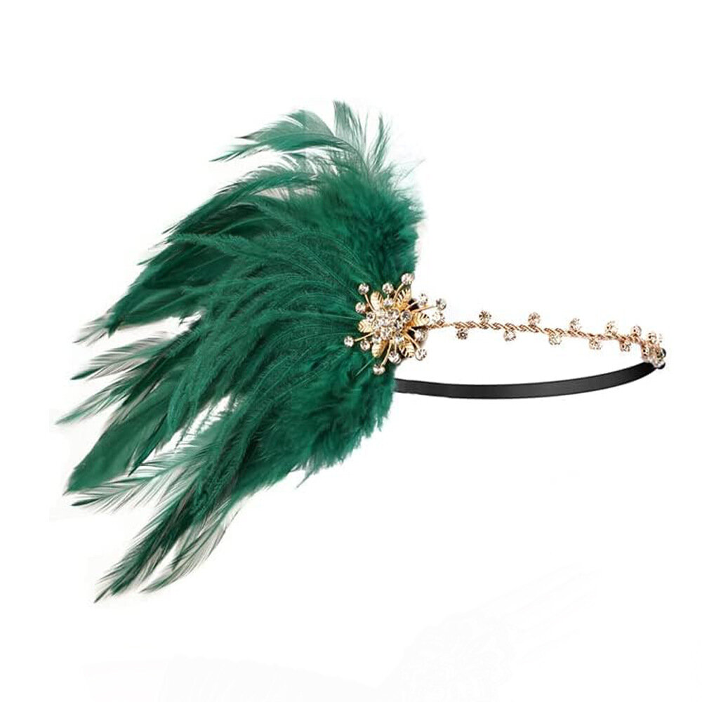 Аксессуары для девушек в стиле флаппер 1920-х годов: винтажная повязка на голову с перьями в стиле Гэтсби, украшение для волос для вечеринок и балов.