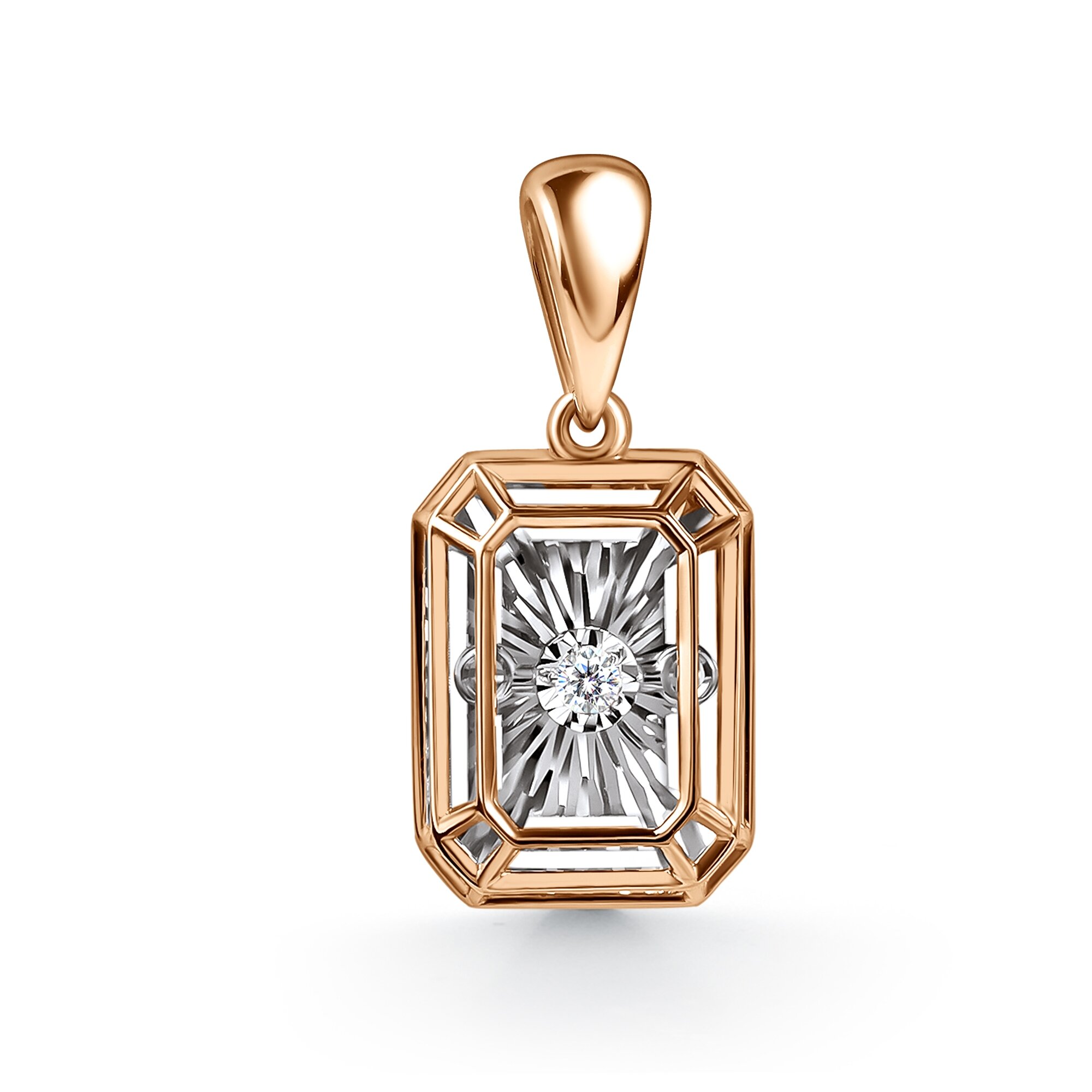 Подвеска, красное золото, 585 проба, бриллиант