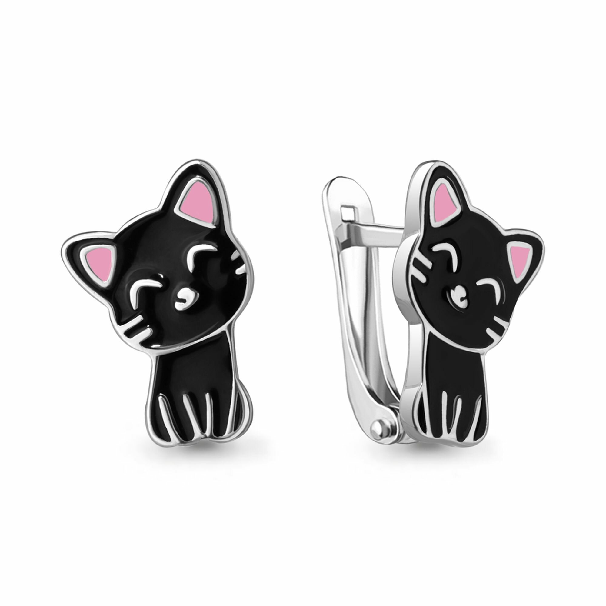 Серьги, серебро, 925 проба, родирование, эмаль