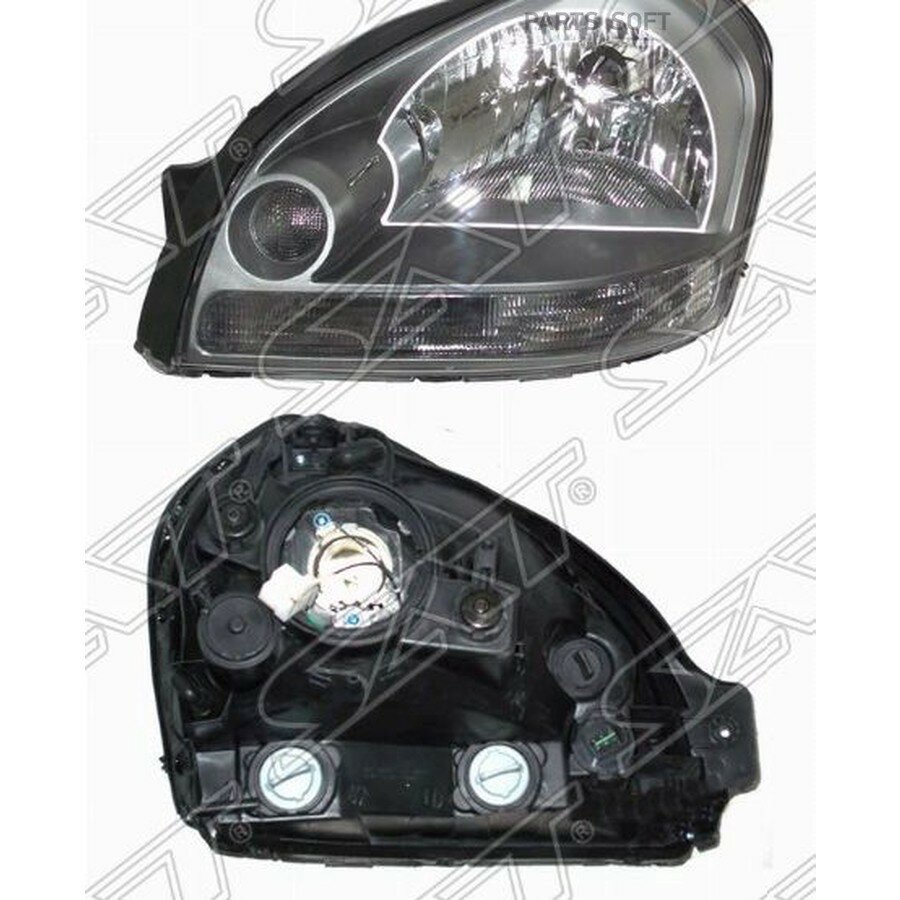 Фара Hyundai Tucson 04-09 (Слева/ Галоген/ Ручная регулировка) от официального дистрибьютора, SAT, артикул ST2211134LLDE2