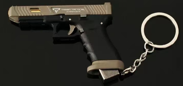 Брелок Glock 34, металл, с функцией разборки и сборки, тёмный бежевый