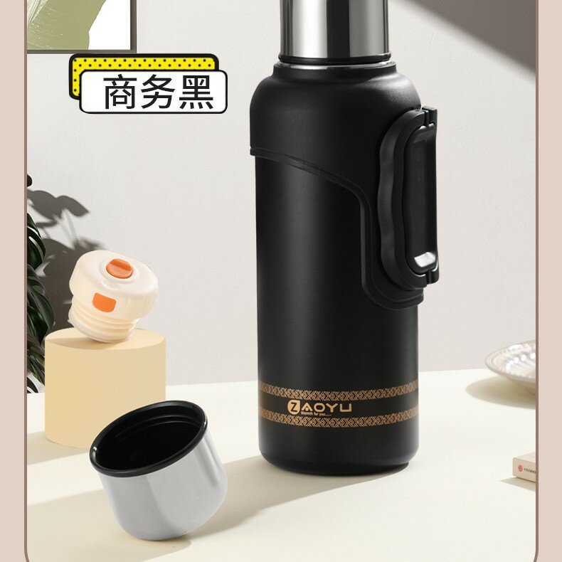 Термокружка из нержавеющей стали 304 с большим объемом и функцией разделения чая и воды, большой термос для путешествий на автомобиле, портативная бутылка для воды для использования на открытом воздухе.